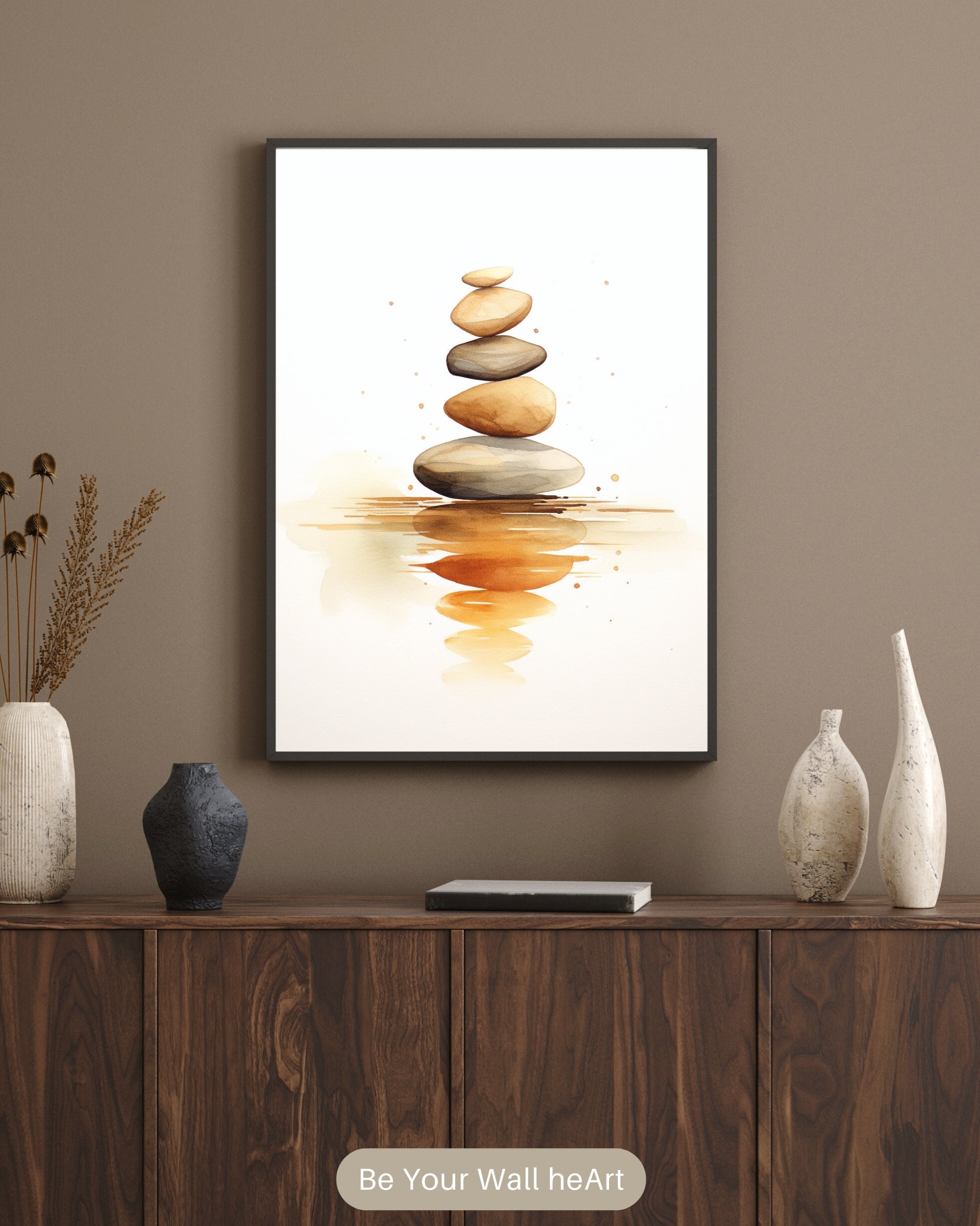 Zen Printable Wall Art,yoga,stacked Stones,spa,wall Decor,watercolor ...