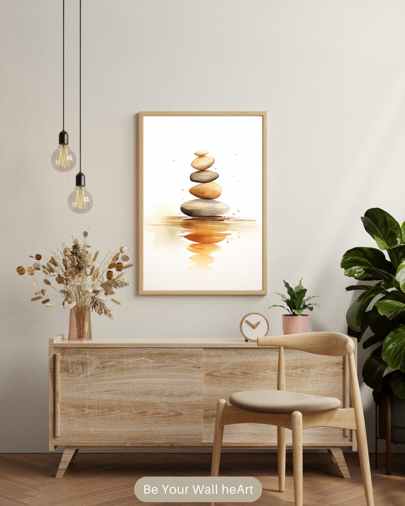 Zen Printable Wall Art,yoga,stacked Stones,spa,wall Decor,watercolor ...
