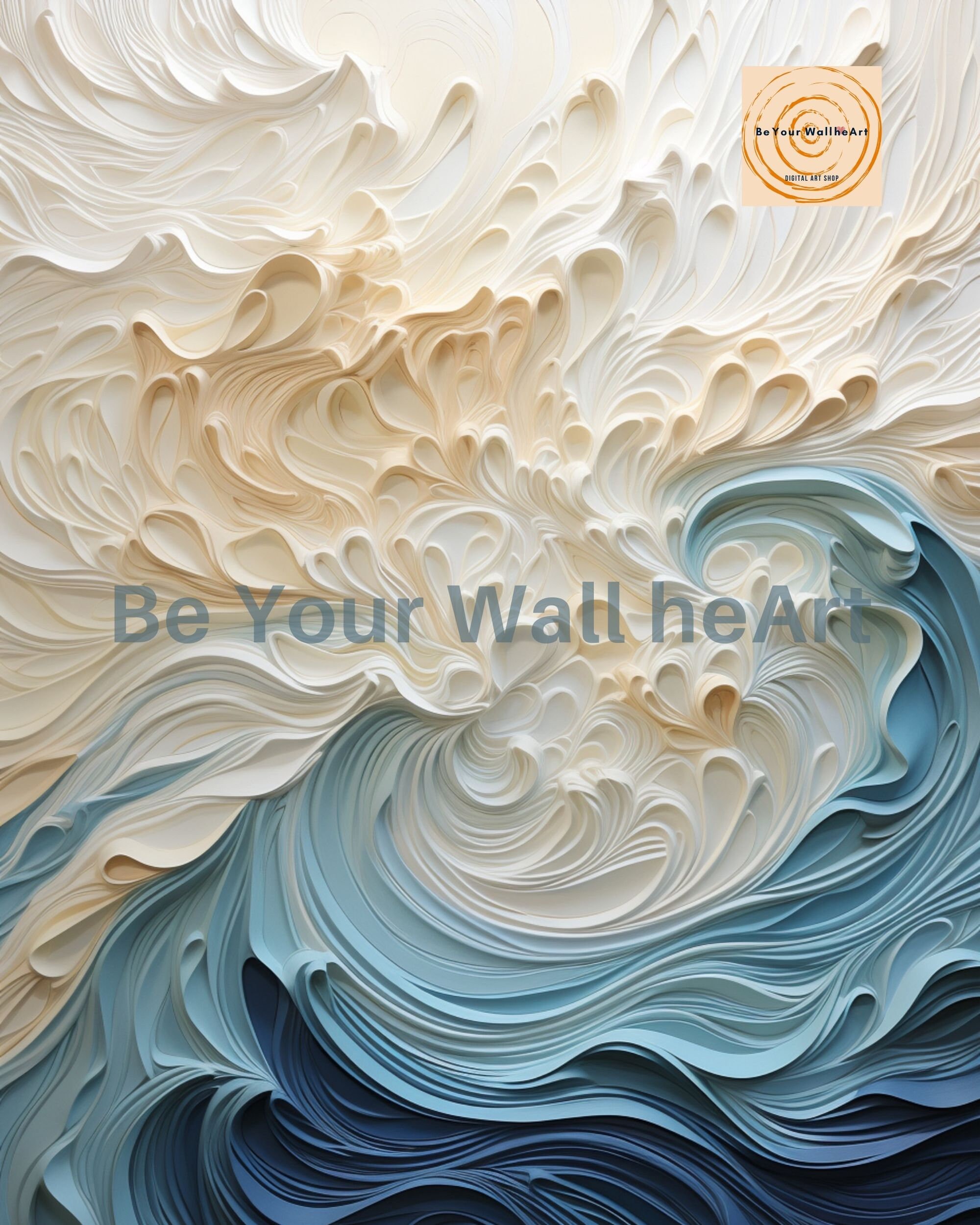 Printable Texture Abstract Wall Art Abstract White Blue Paint Neutral ...