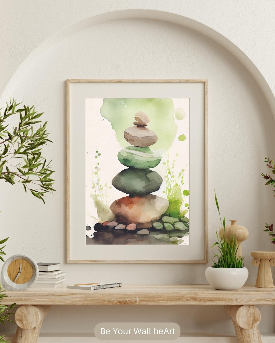 Zen Stones Watercolor Art Print: Meditation Poster (digital Download ...