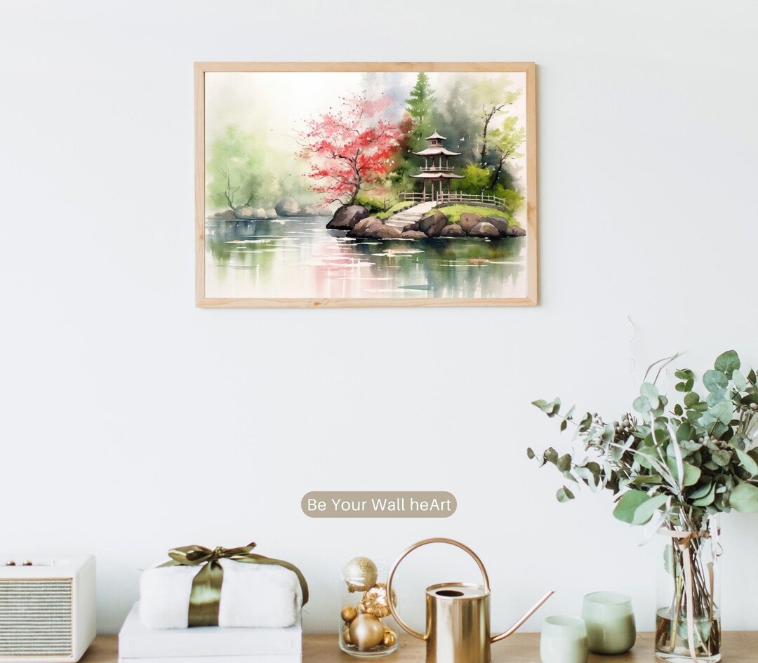 Japanese Garden,zen Printable Wall Art,dreamy Watercolor,wall Decor ...