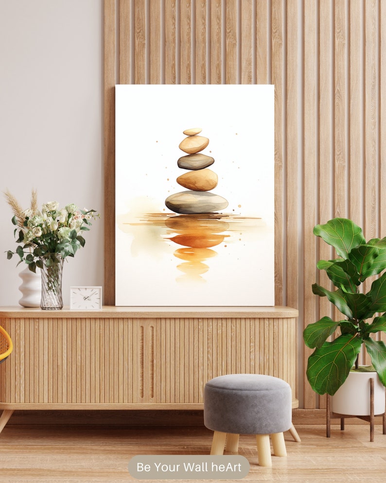 Zen Printable Wall Art,yoga,stacked Stones,spa,wall Decor,watercolor ...
