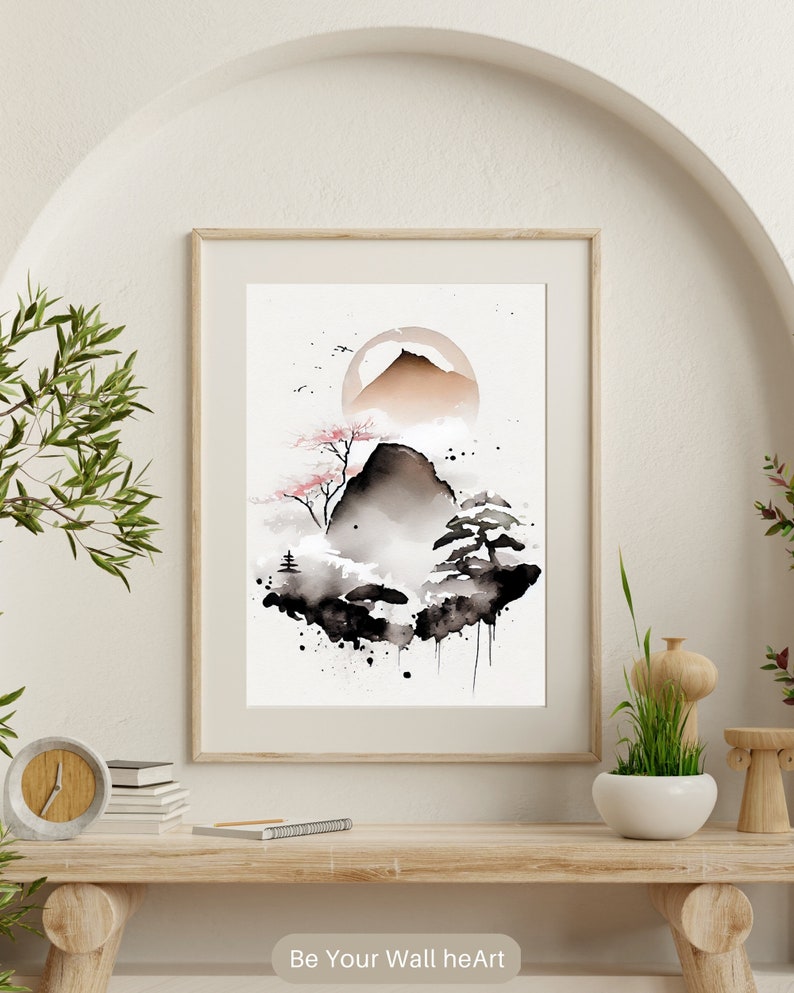 Zen Wall Art Printable Watercolor Print Wabi Sabi Abstract Poster ...