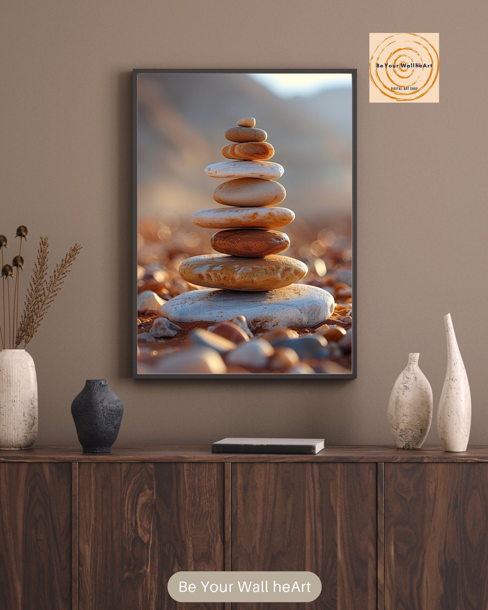 Zen Balancing Yellow Stones Close up Photography| Zen Printable Wall ...