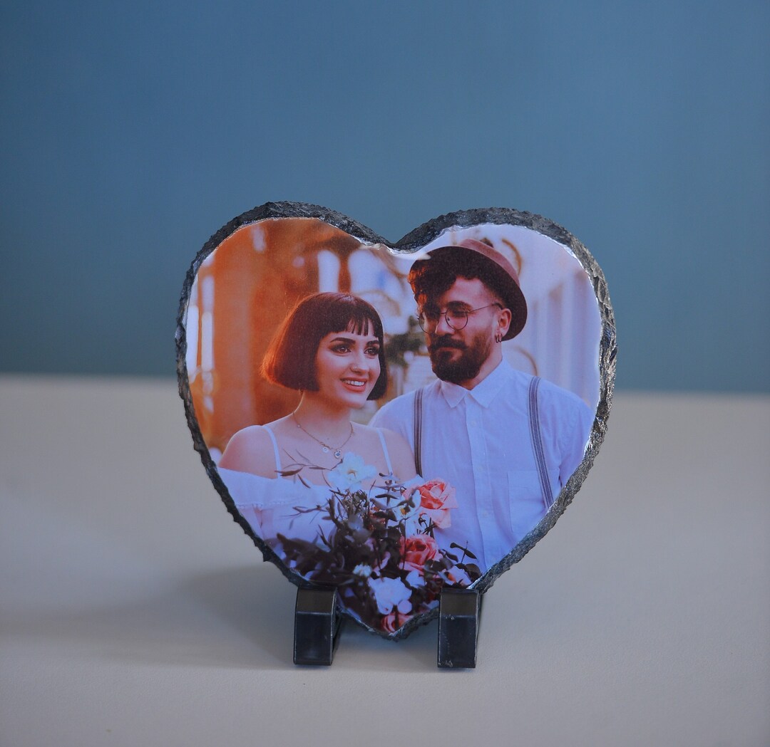 Photo Slate Heart, Valentine's Day Photo Gift, Personalised Heart ...