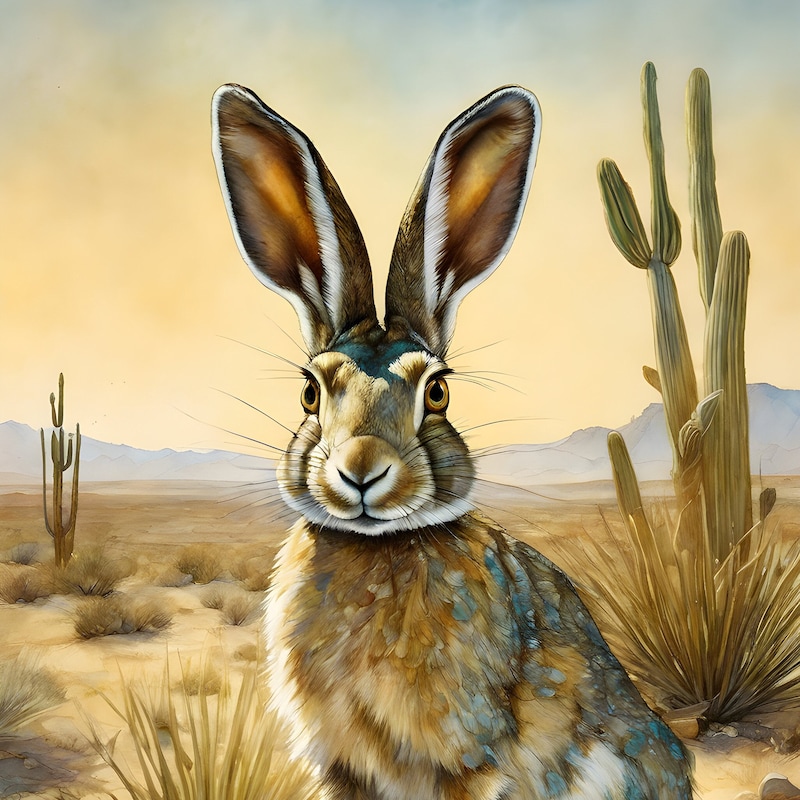 Desert Rabbit Painting - Etsy