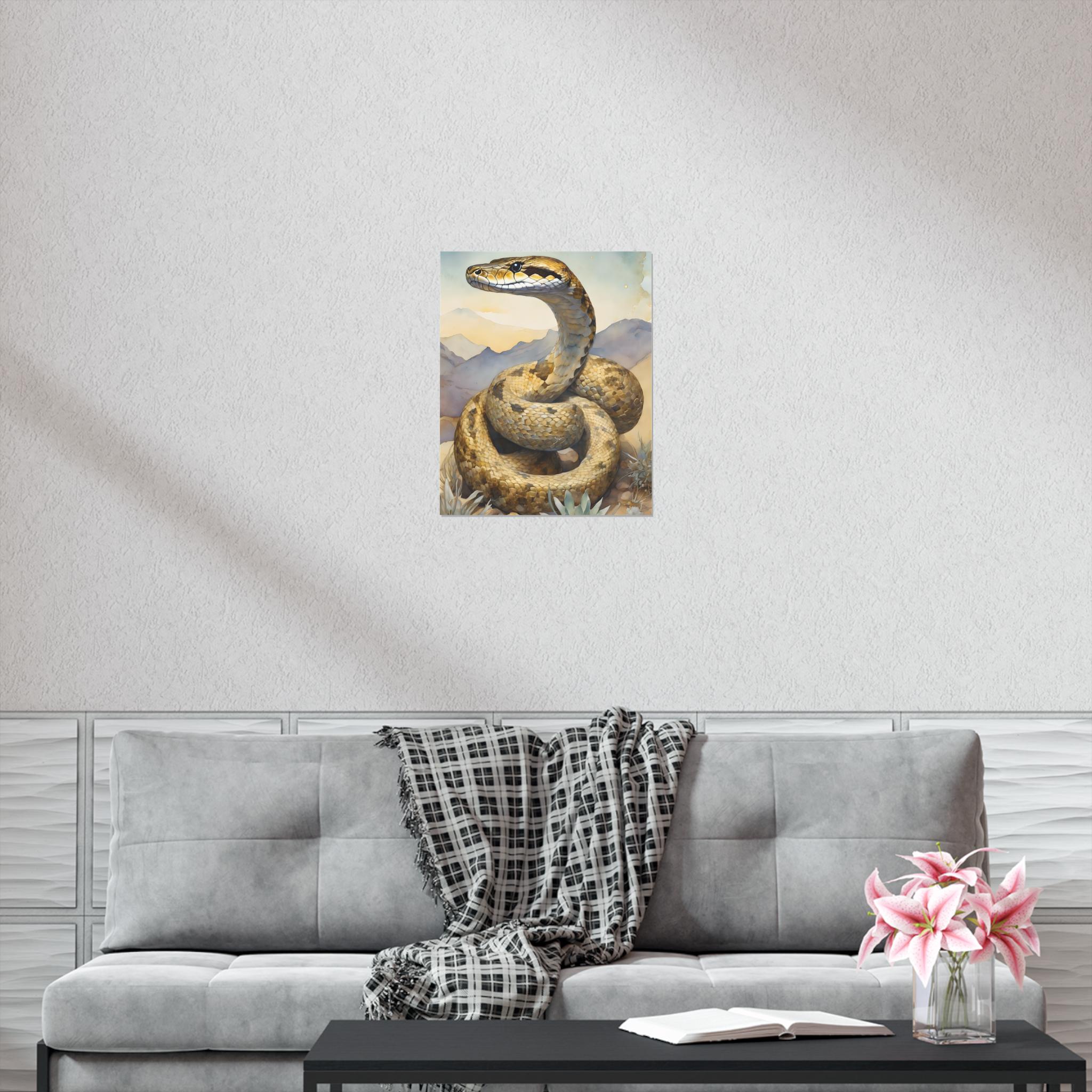 Serpent's Summit: Rattlesnake Poster Print Watercolor Snake Mojave ...