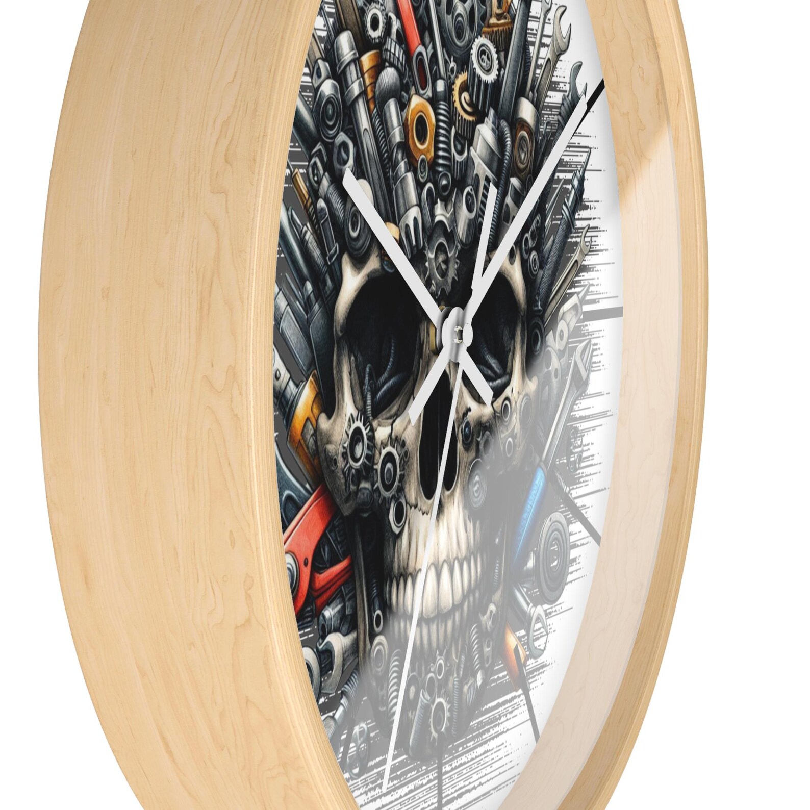 Industrial Skull Wall Clock Round Clock With Gears, Tools, Metal Design ...