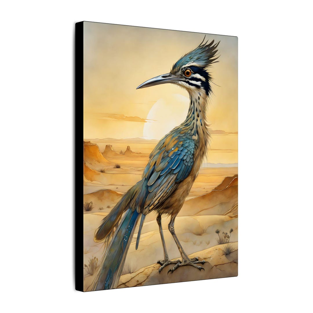 Roadrunner Matte Canvas Watercolor Print - Desert Bird, Nature Art ...