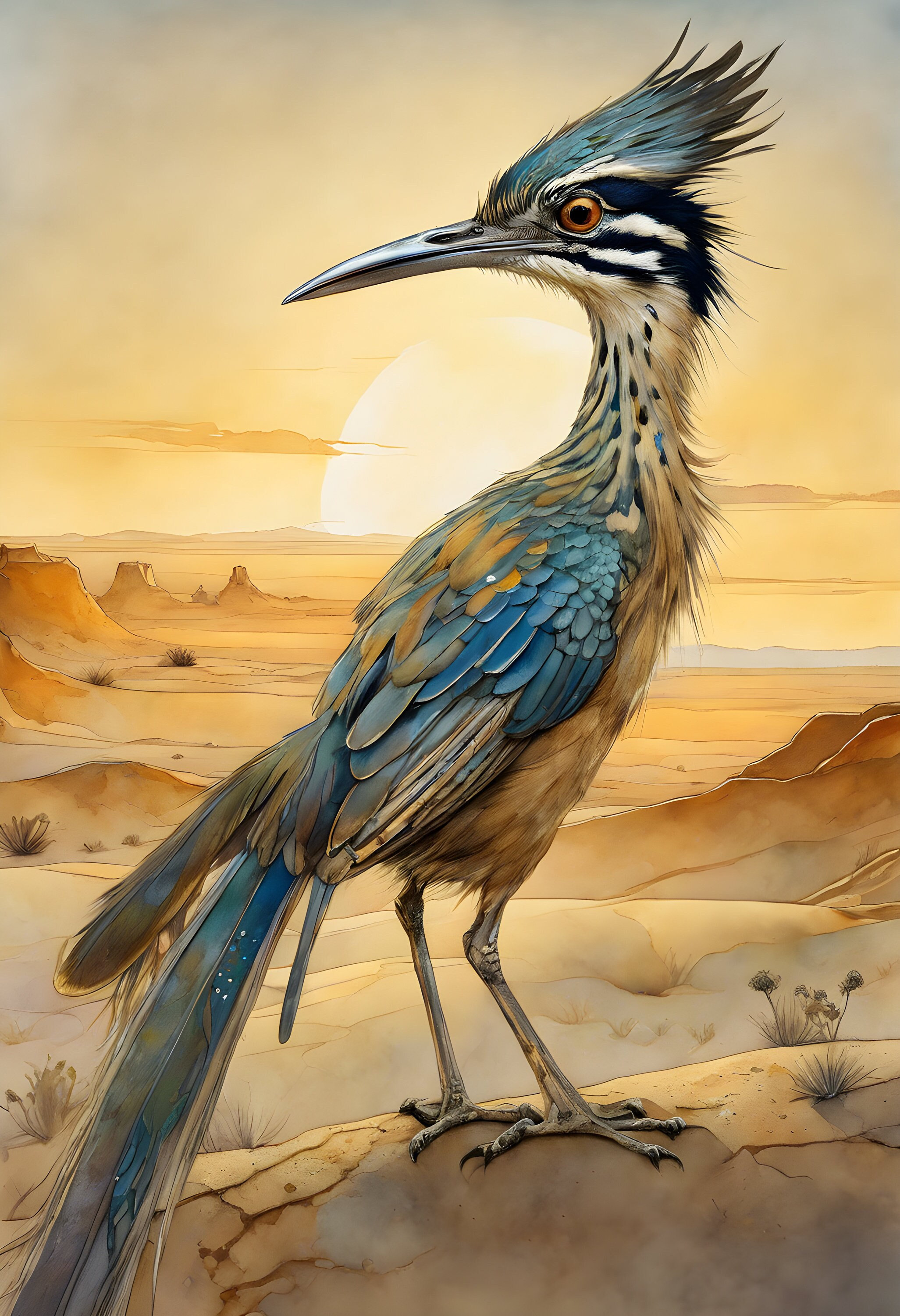 Regal Desert Roadrunner Watercolor Digital Print | Mojave Sonoran ...