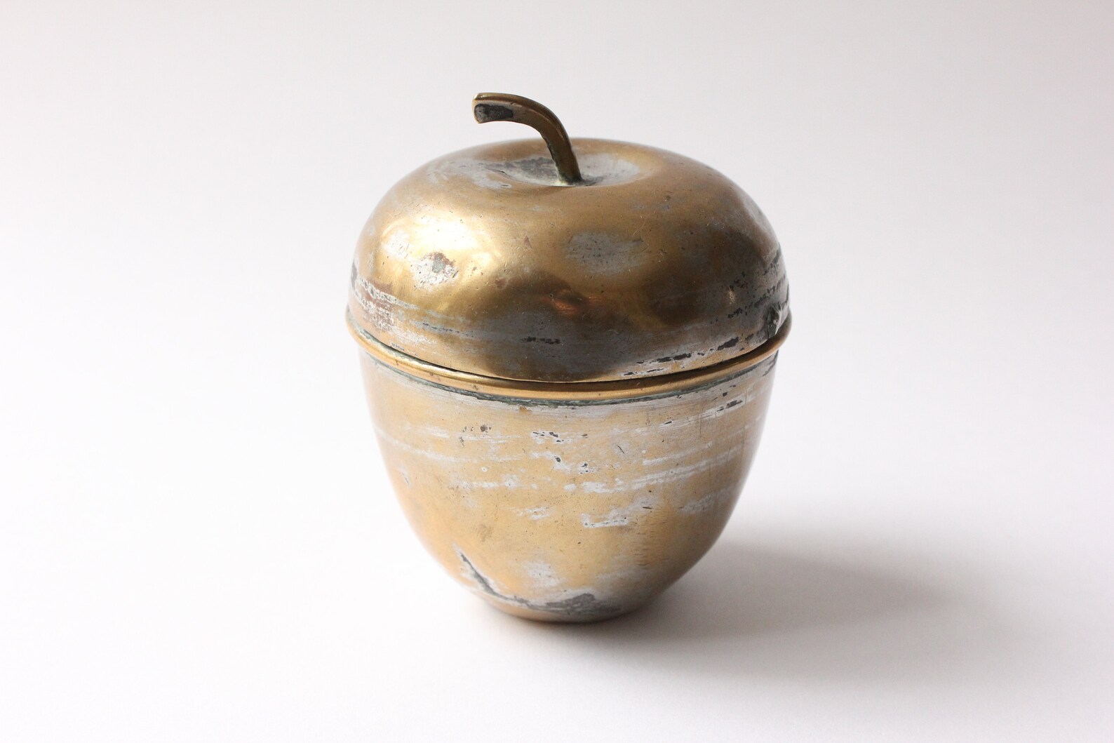 Vintage Apple Shaped Box Gold Tinned Distressed Tin 1890 - Etsy