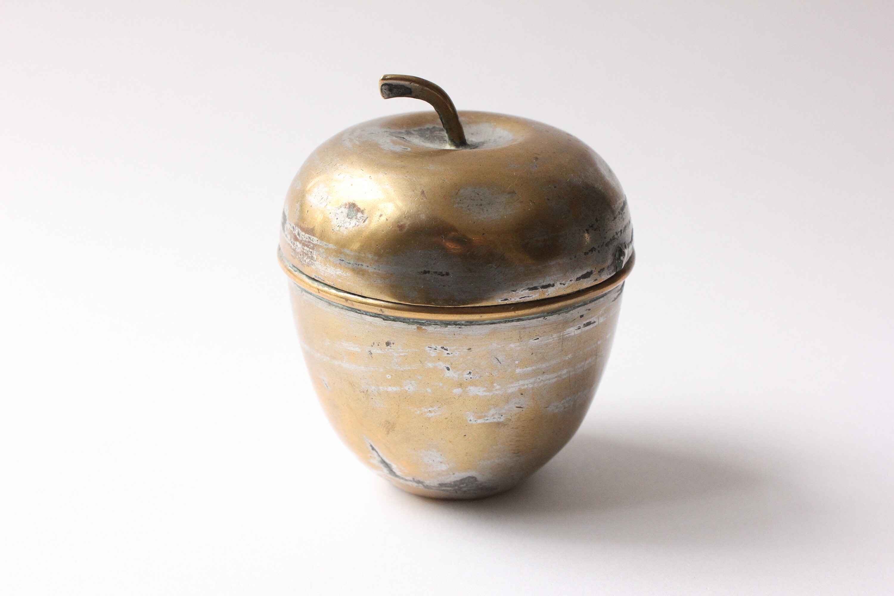 Vintage Apple Shaped Box Gold Tinned Distressed Tin 1890 - Etsy
