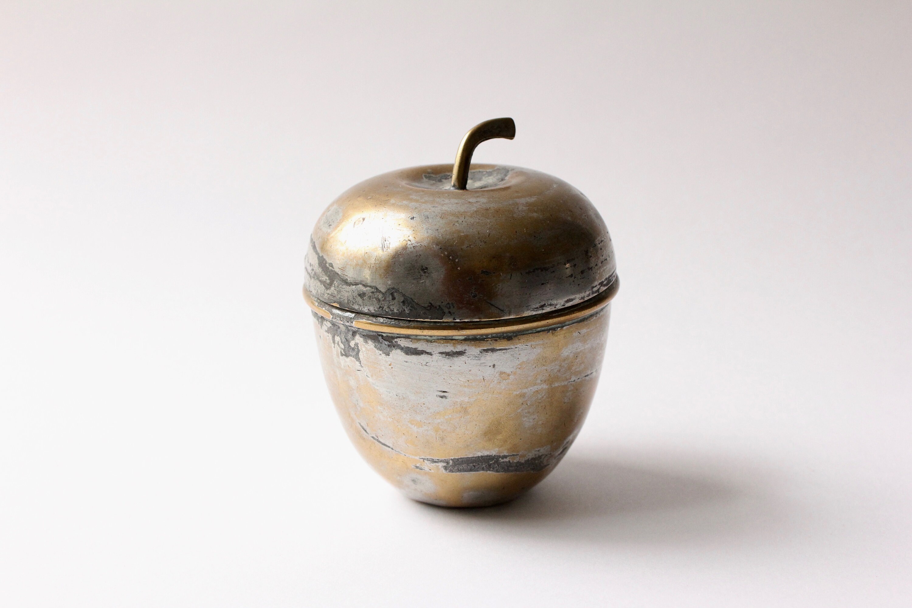 Vintage Apple Shaped Box Gold Tinned Distressed Tin 1890 - Etsy