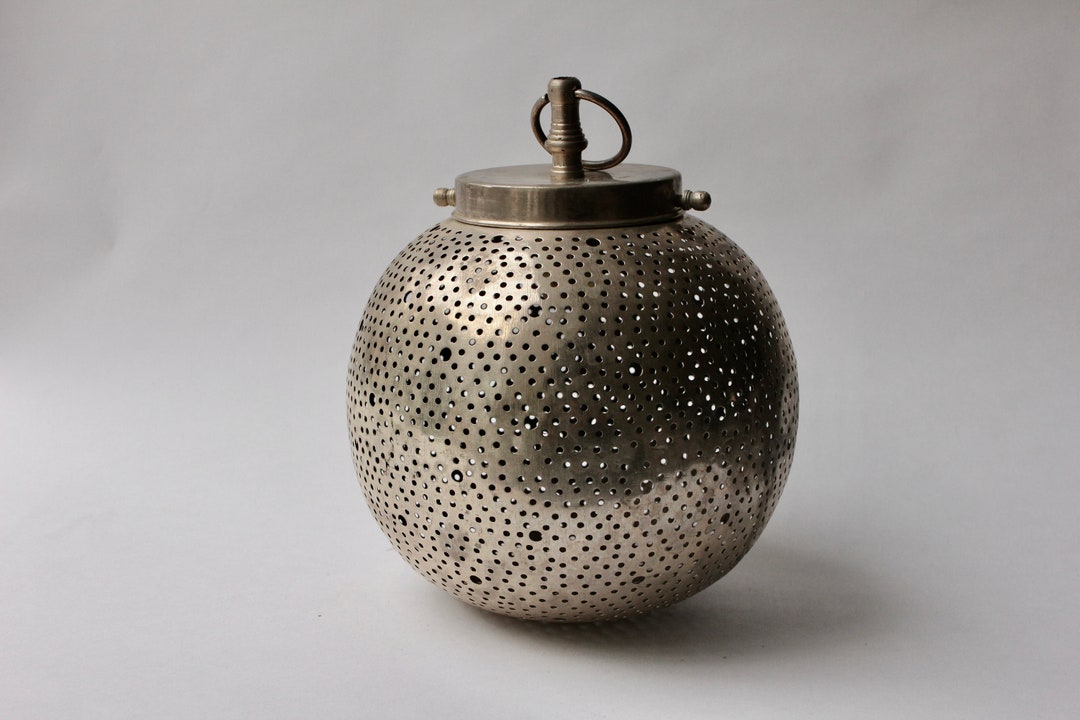 Vintage Moroccan Silver Pendent Lamp, Pierced Metal, Hand Made ...