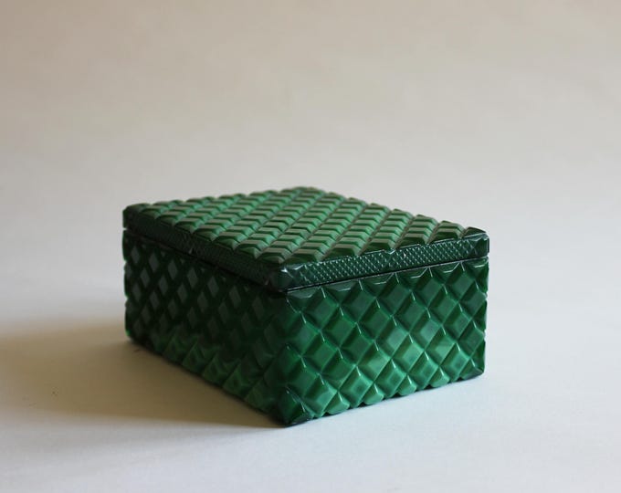 Art Deco Malachite Glass Box, Faceted, Czech, 12/9/5.5cm - Etsy