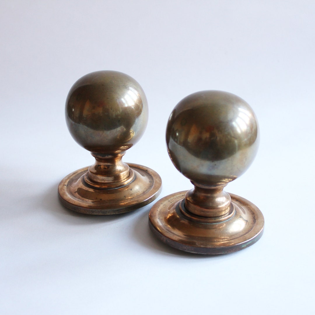 Extra Large Door Knobs, Pair, Door Pulls, Brass, Globe, Spherical, Vintage, Heavy, 12/10cm - Etsy