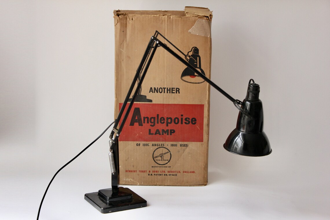 Boxed Original Herbert Terry Anglepoise Lamp, Black, Metal, Bakelite ...