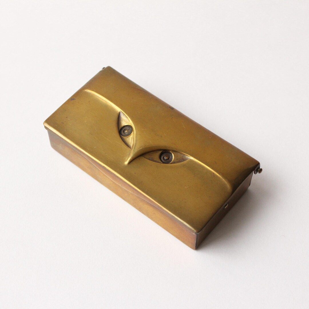 Art Nouveau Stamp Box, Brass, Owl Tin, Stamp Box, Ges Gesch, German. - Etsy