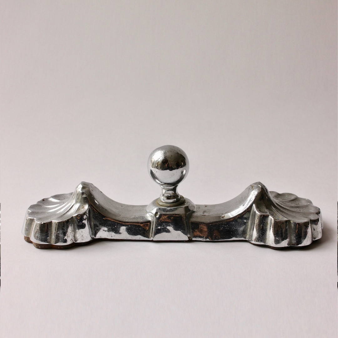 Vintage Chrome Door Stop, Shell Detail, Victorian, Paper Weight, Poker ...