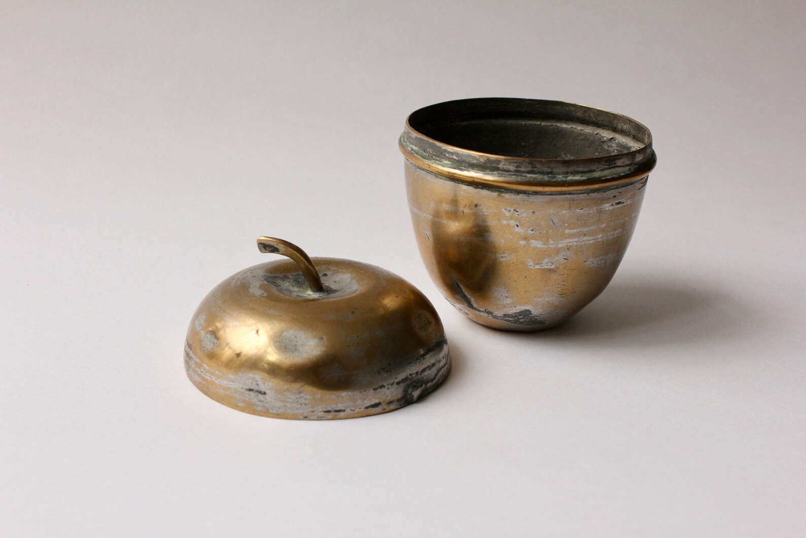 Vintage Apple Shaped Box Gold Tinned Distressed Tin 1890 - Etsy