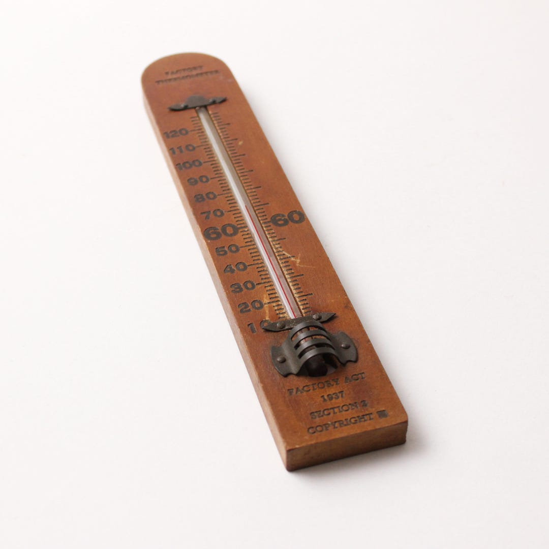 1930’s Factory Thermometer, Wooden, Wall Hanging, British Made, Celsius ...