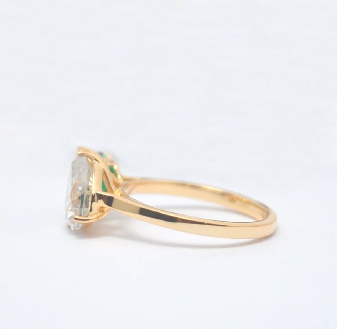 2.5 Carat Double Stone Engagement Ring Pear Cut and Emerald Cut ...