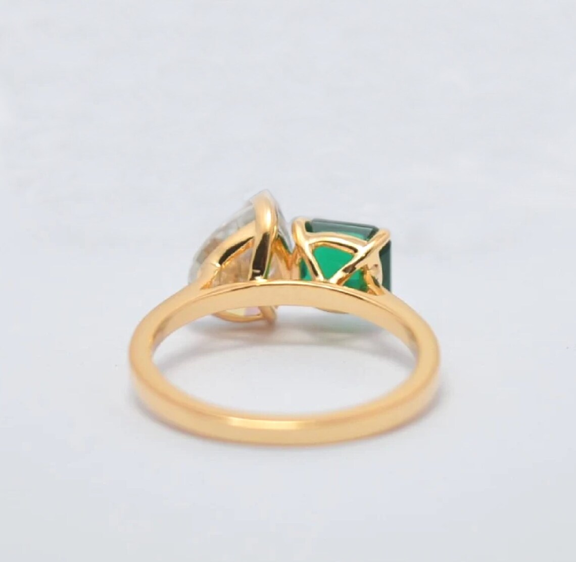 2.5 Carat Double Stone Engagement Ring Pear Cut and Emerald Cut ...