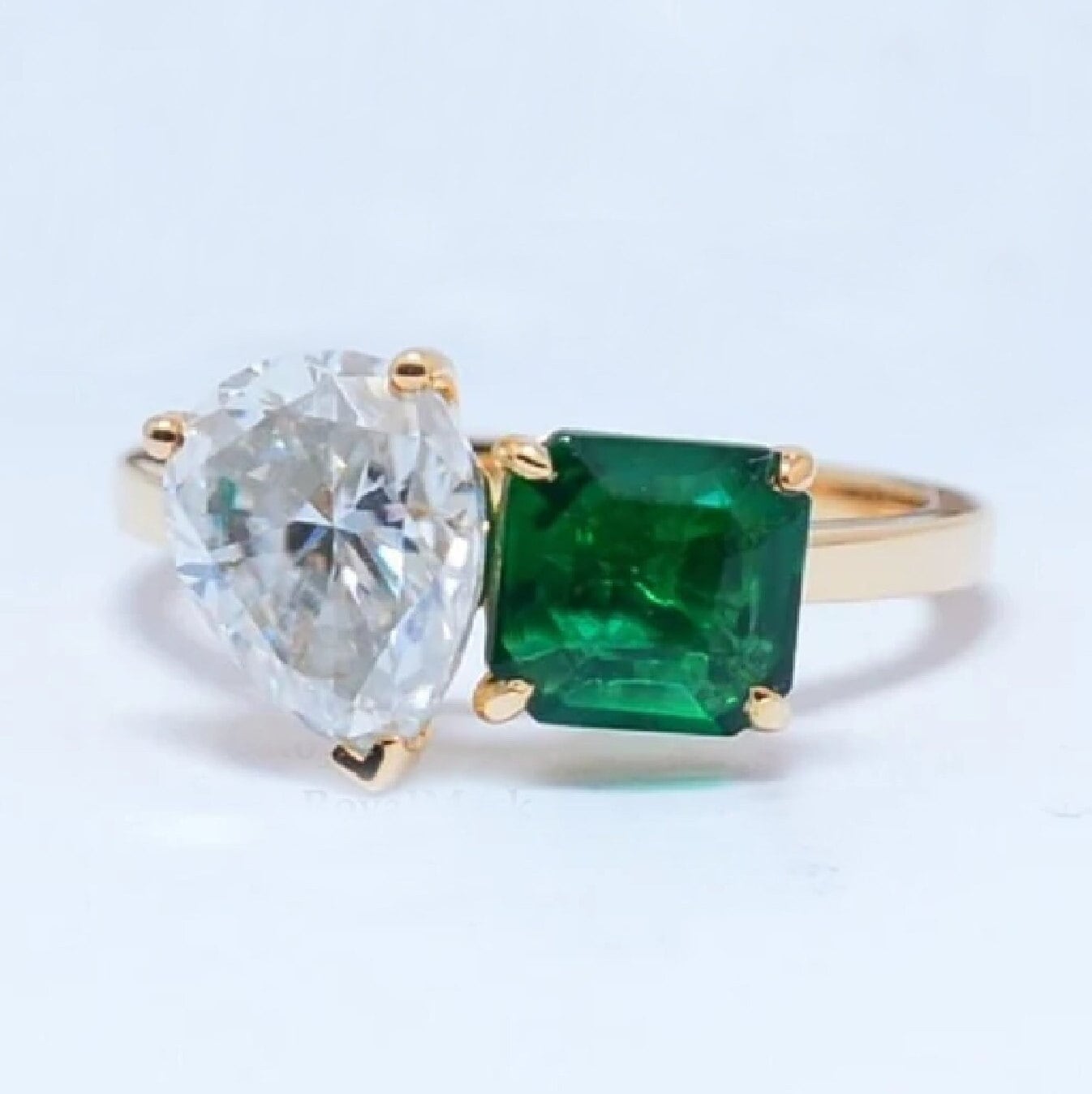 2.5 Carat Double Stone Engagement Ring Pear Cut and Emerald Cut ...