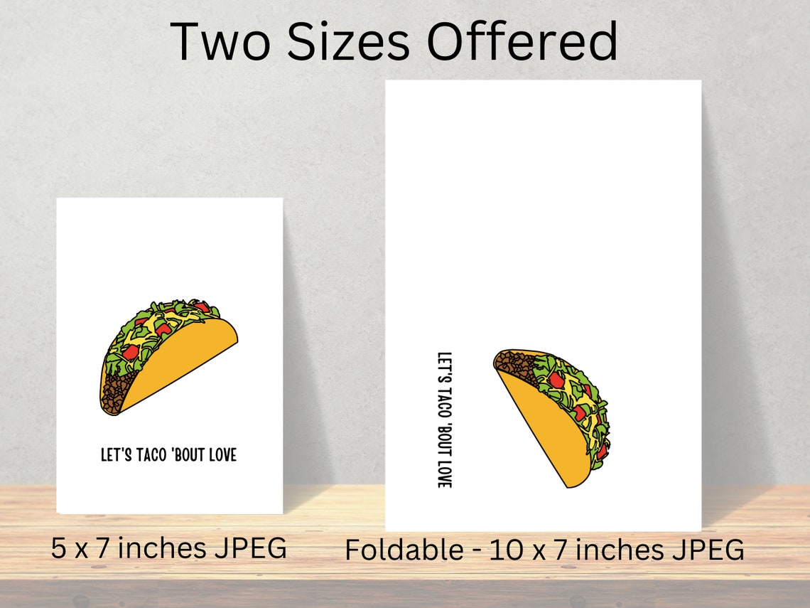 Let's Taco 'bout Love Card - Printable - Funny - Instant Download ...