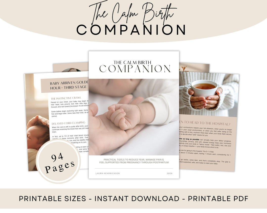 Calm Birth Prep Guide | Pain Management, Reduce Fear (A4 PDF Download ...