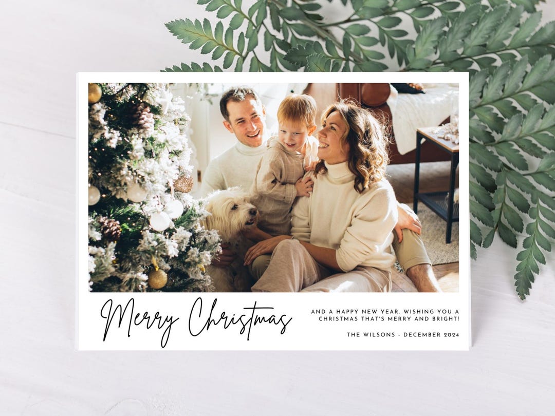Editable Family Picture Holiday Card, Modern Photo Christmas Card ...