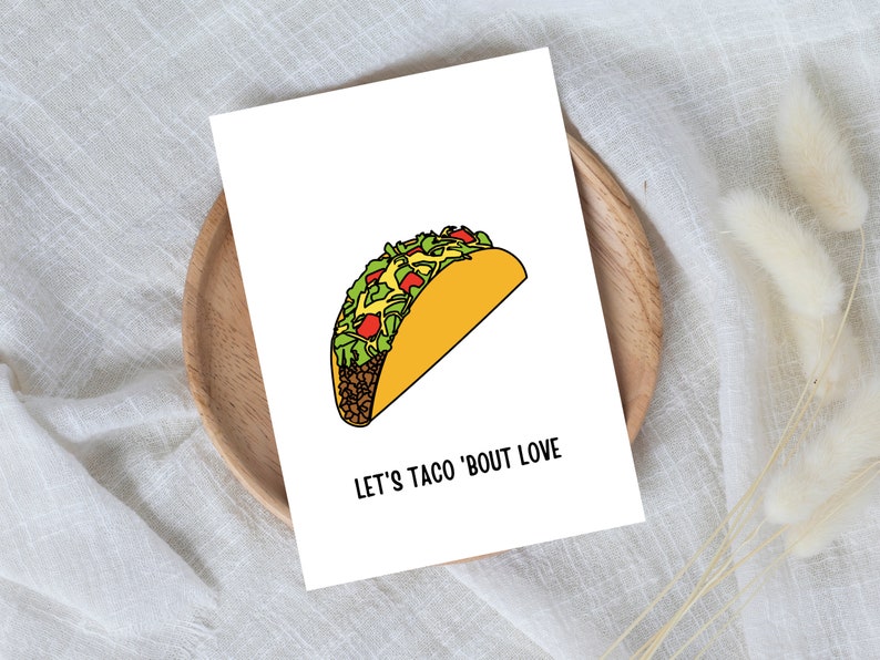 Let's Taco 'bout Love Card - Printable - Funny - Instant Download ...