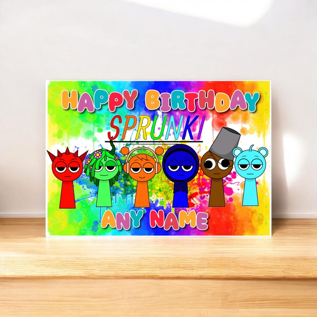 Gaming Sprunki Personalised Birthday Card, Multiple Designs Available ...