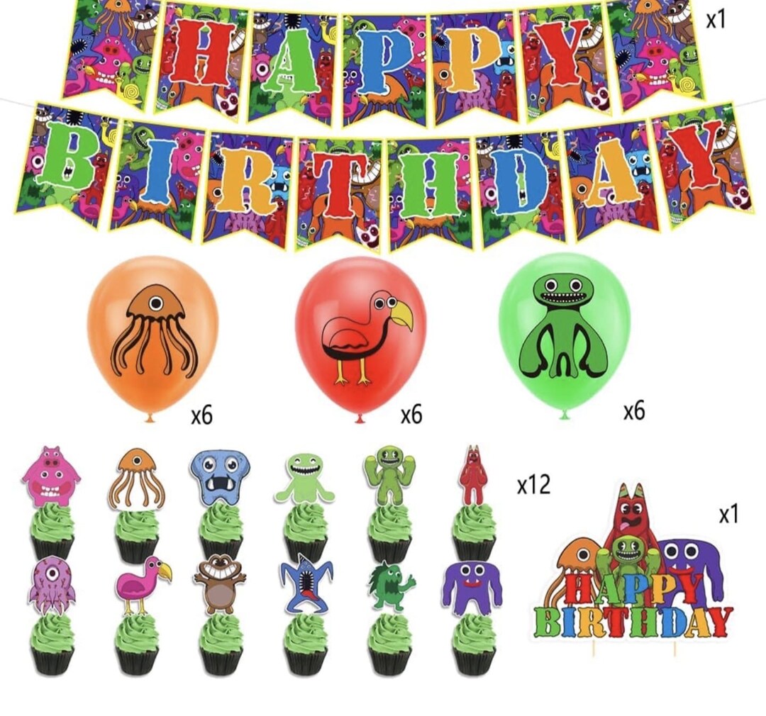 Ban Ban 32pc Designed Birthday Bunting, Cake Toppers, Decor - Etsy
