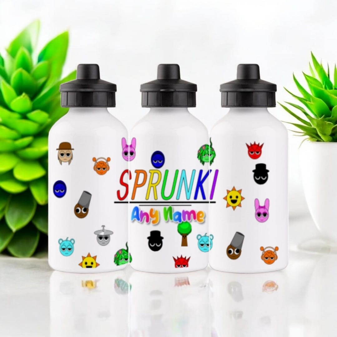 Personalised Children's Sprunki Graphic Water Bottle, Multiple ...