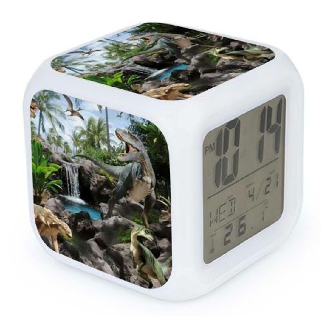 Children's Light up Dinosaur Alarm Clock, LED Screen, 7 Different ...