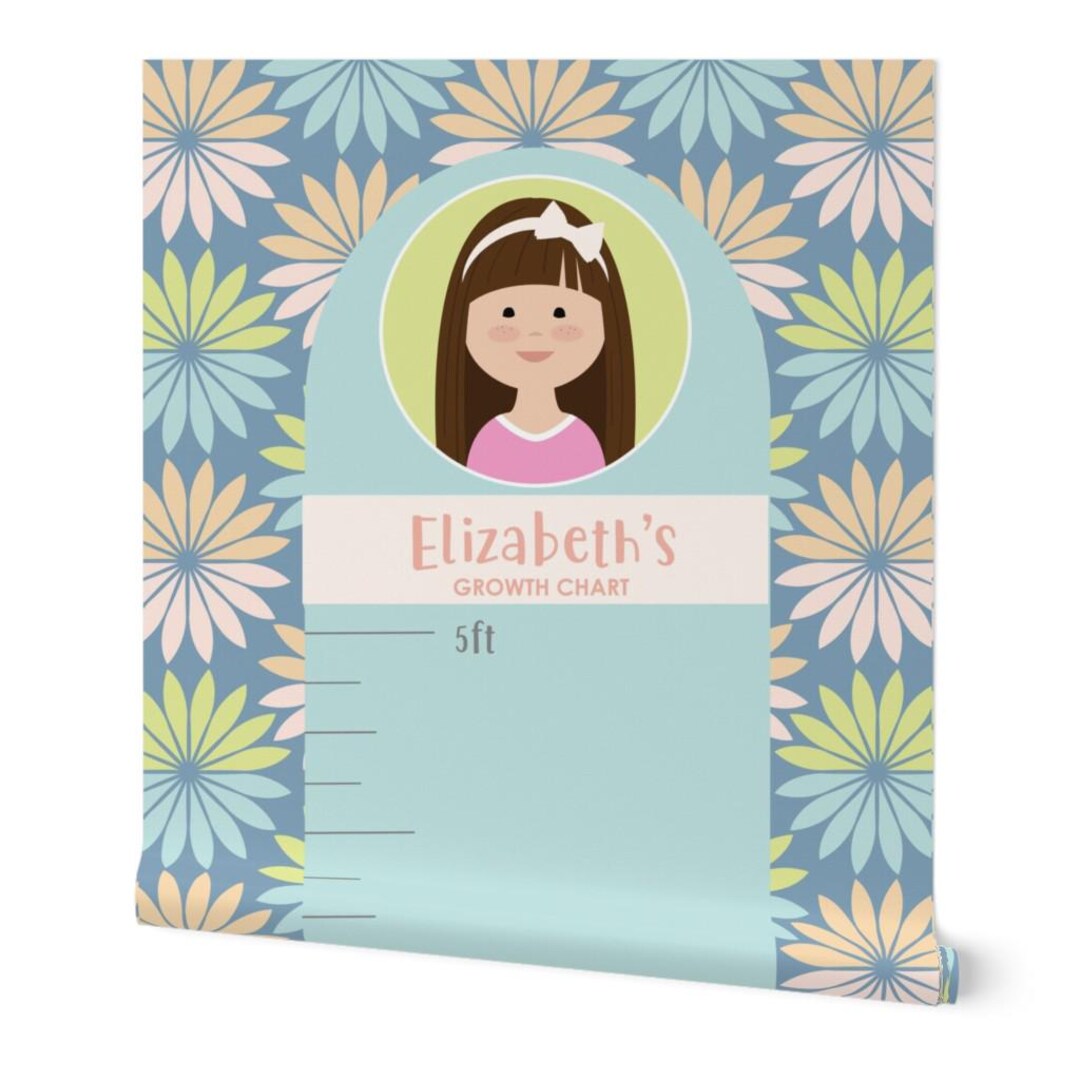 Custom Kids Portrait Growth Chart on Removable Wallpaper for Kids Room ...