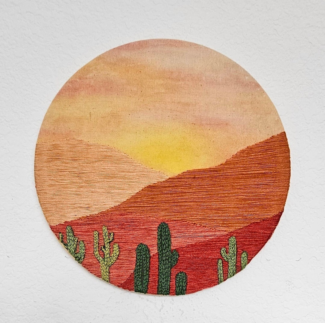 Desert Mountain and Cactus Sunset or Sunrise Embroidery - Etsy