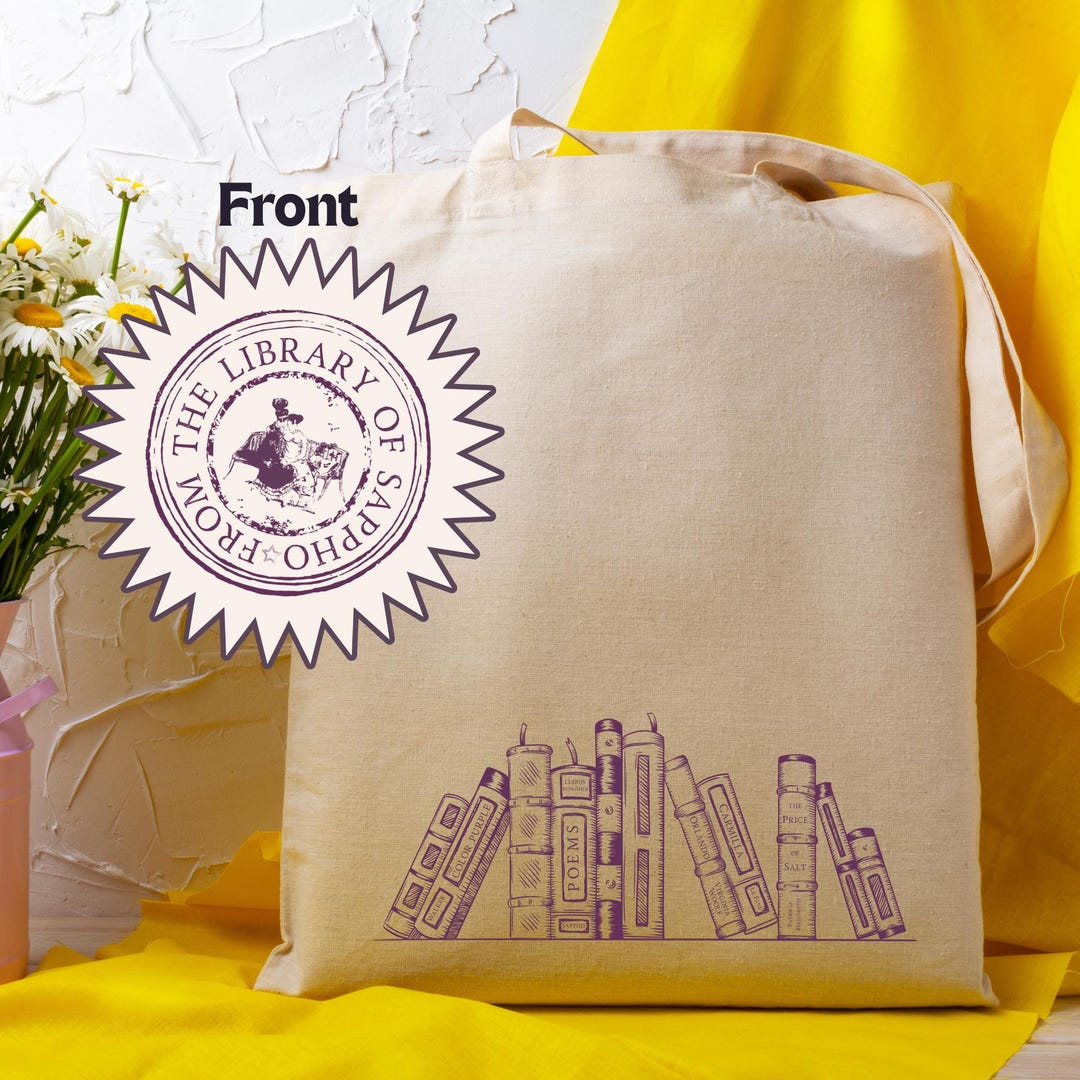 Library of Sappho Tote Bag, LGBTQ Canvas Bag, Lesbian Library Tote for Readers, Queer Literary ...