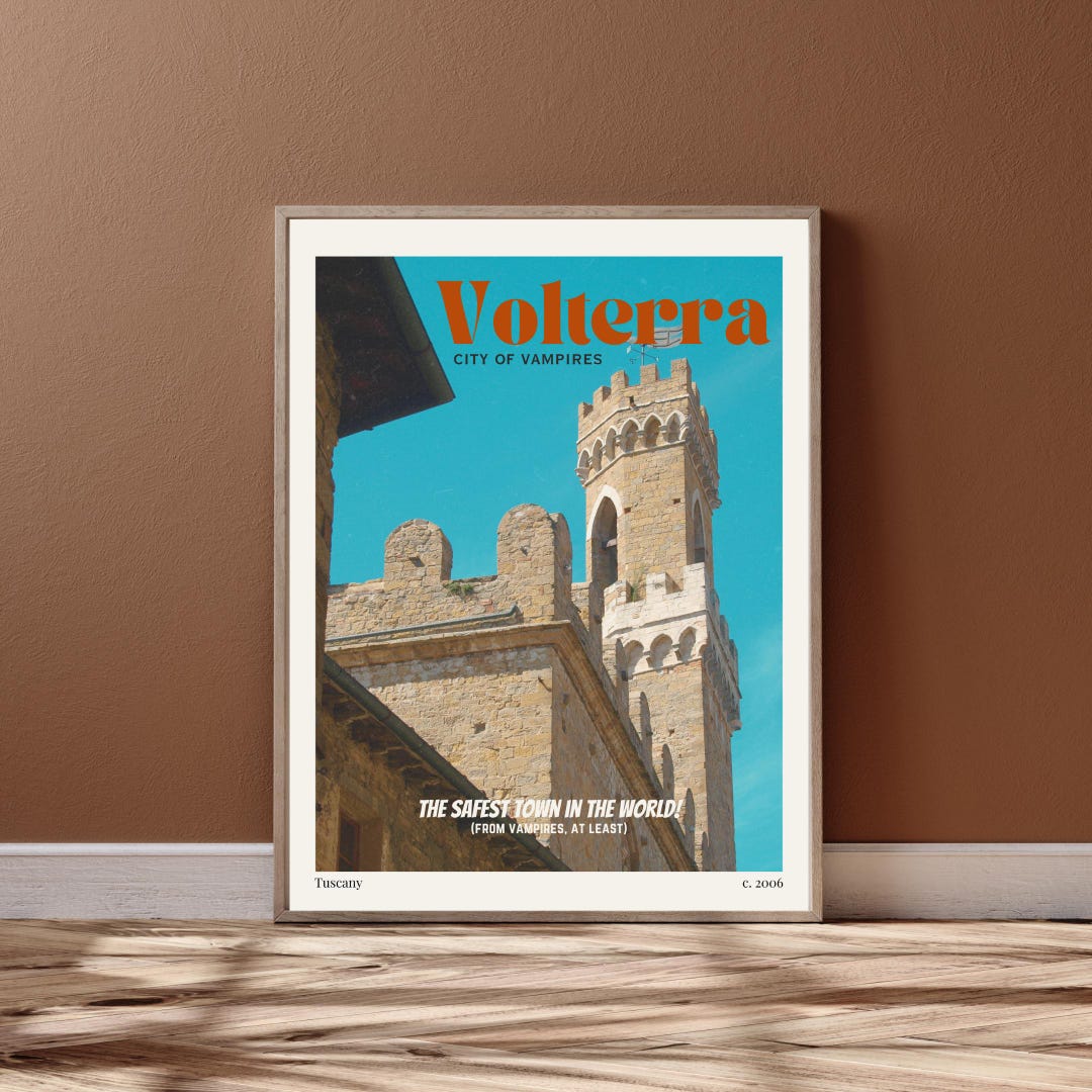 Volterra Italy Travel Poster: Vintage Vampire City Art - Etsy