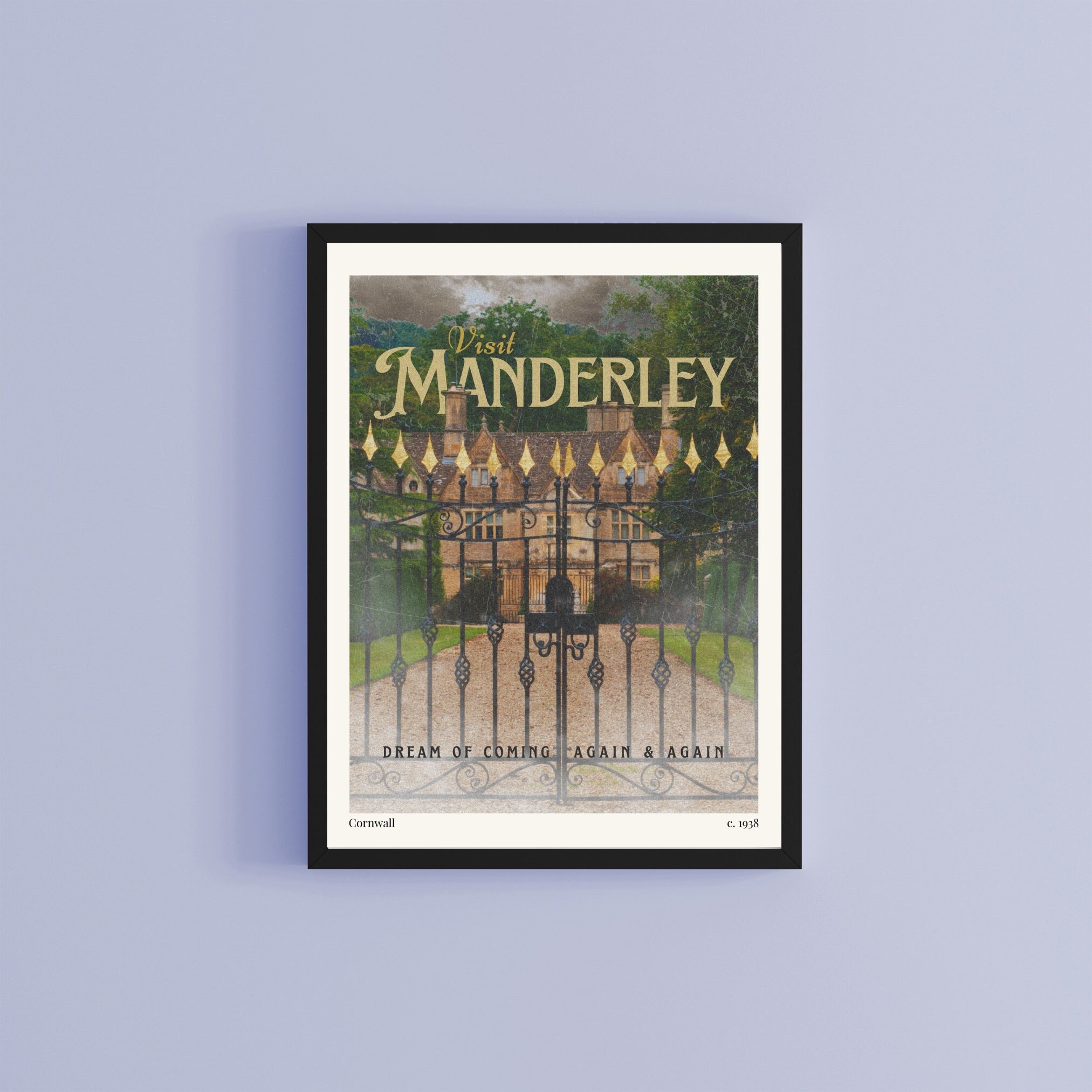 Manderley Travel Poster. Vintage Aesthetic Rebecca Inspired Literary ...