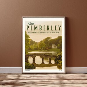 Pemberley Travel Poster. Pride & Prejudice Jane Austen Vintage ...
