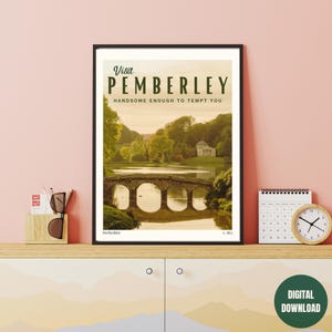 Pemberley Travel Poster. Pride & Prejudice Jane Austen Vintage ...