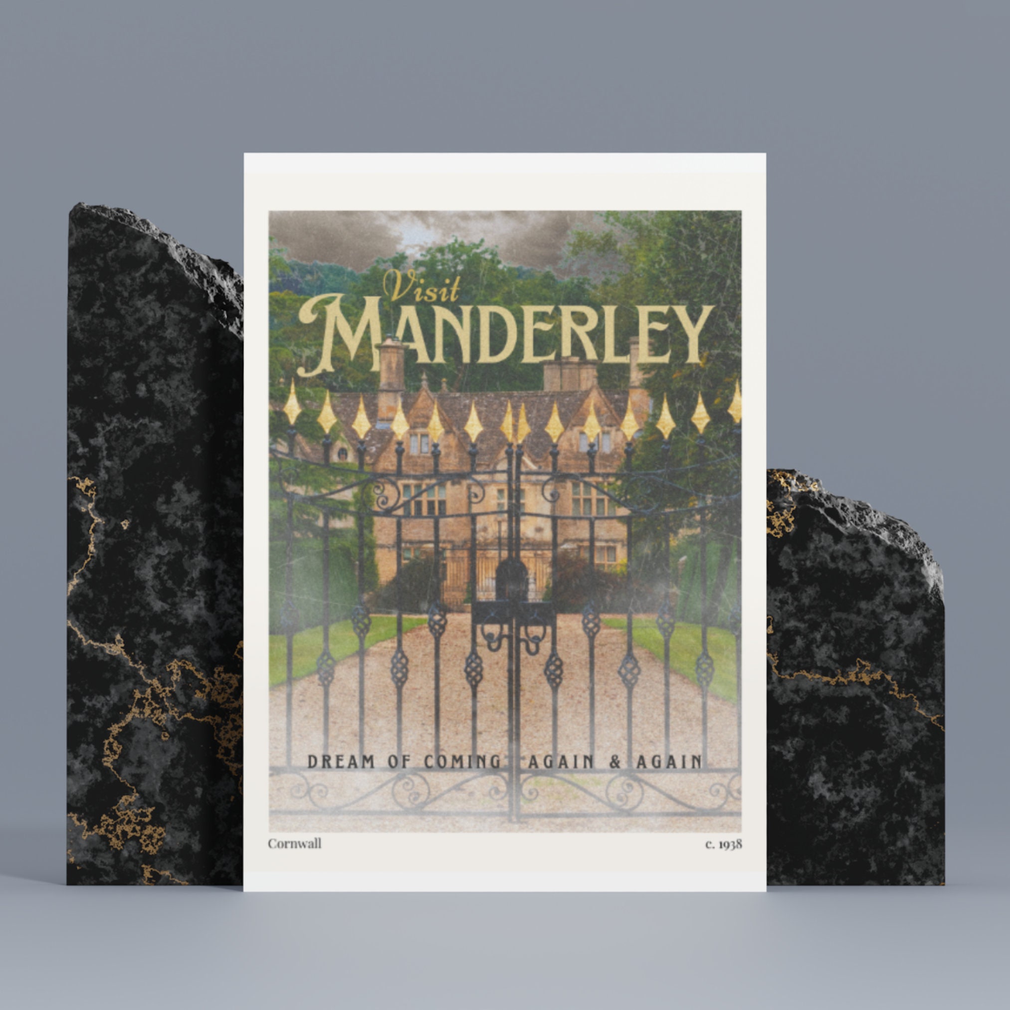 Manderley Travel Poster. Vintage Aesthetic Rebecca Inspired Literary ...