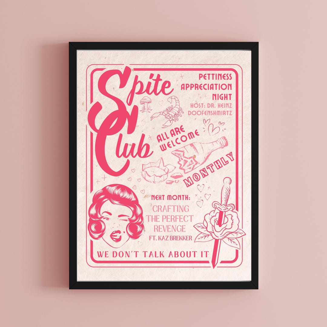 Retro Spite Club Poster. 1950s Inspired Vintage Print. Tongue in Cheek ...