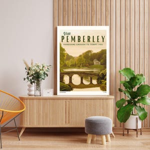 Pemberley Travel Poster: Pride & Prejudice Vintage Decor (digital ...