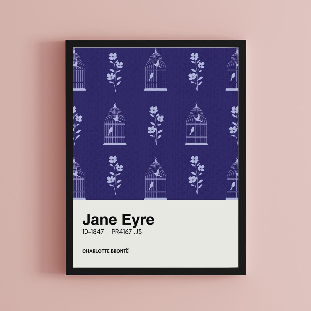 Jane Eyre Color Swatch Print. Charlotte Bronte Gothic Novel Clothbound ...
