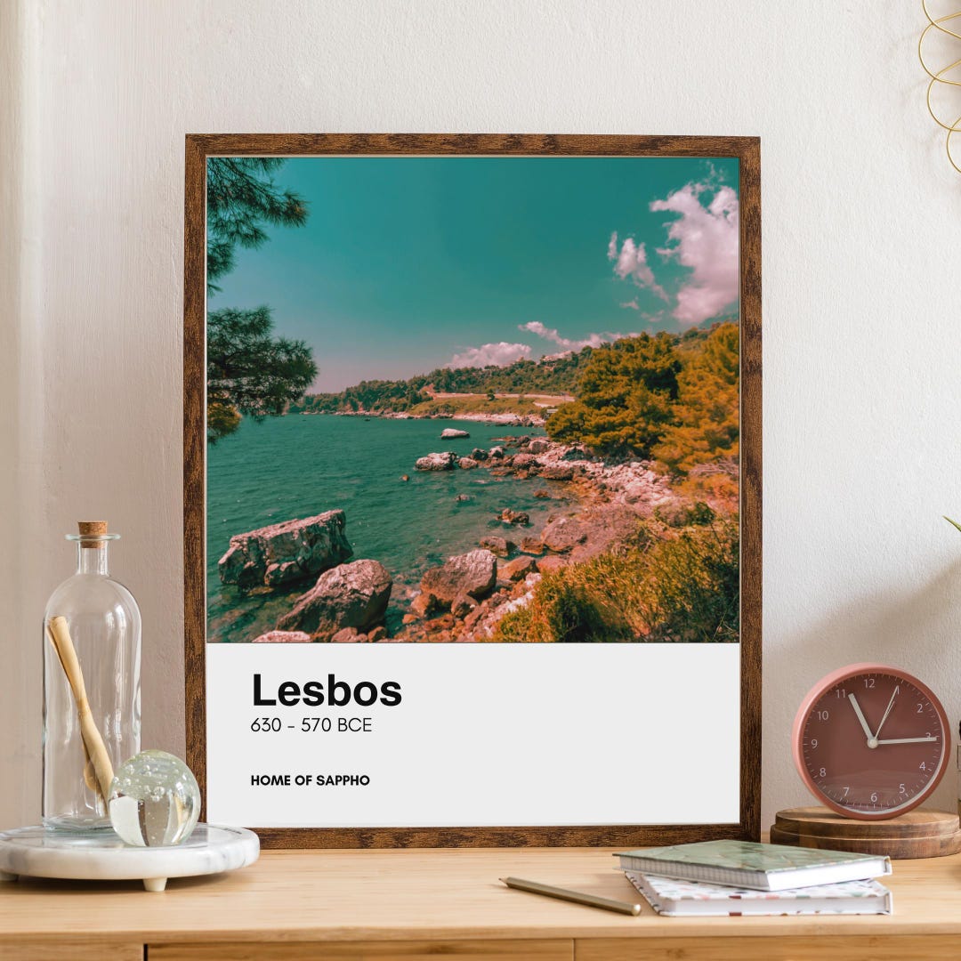 Lesbos Swatch Print. Sappho Greek Island Lesbian Poster. Queer LGBTQ ...