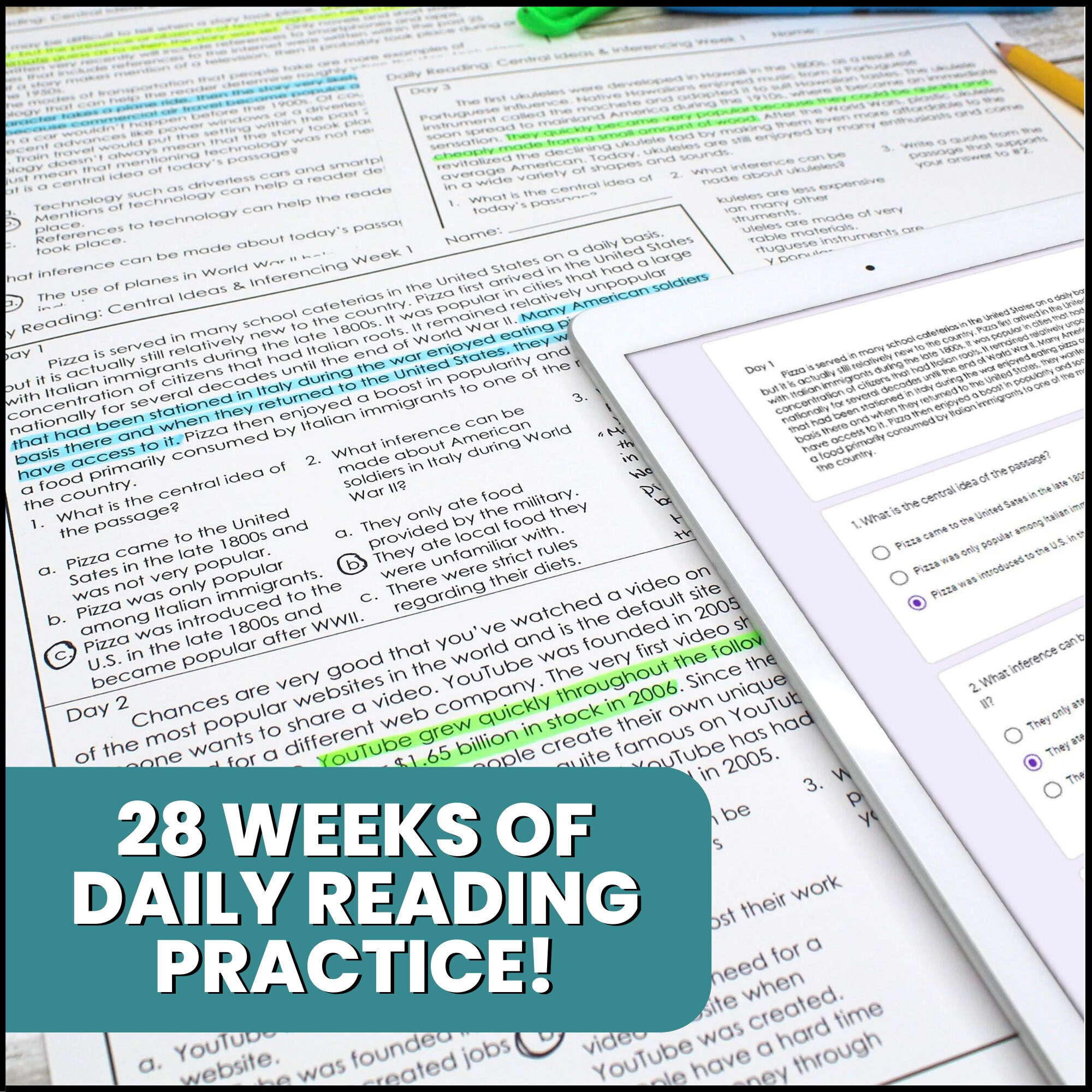 Reading Comprehension Passages for 6th Grade, 7th Grade, 8th Grade ...