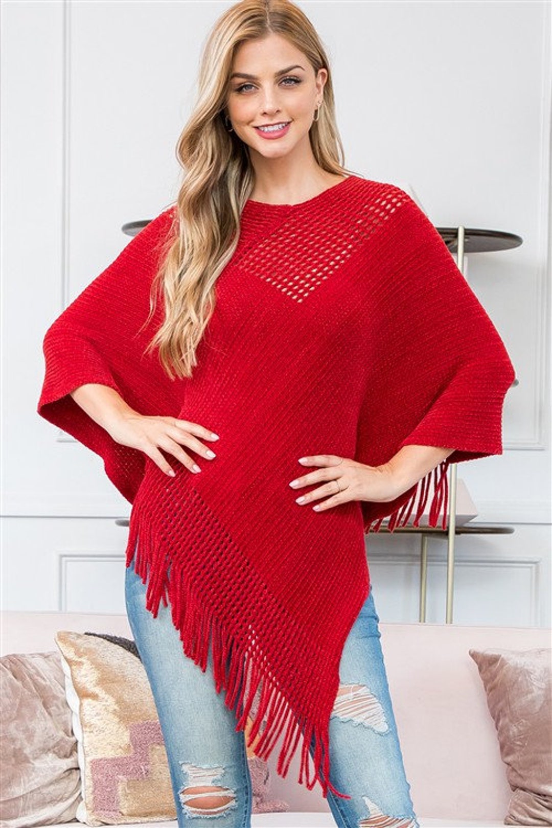 Crochet Net Fringe Poncho - Etsy